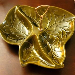 Haeger | Dining | Vintage Haeger Green Leaf Divided Serving Tray Tidbit Dish Candy Tray | Poshmark